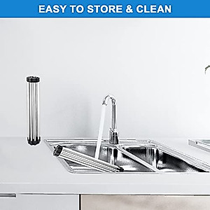 iFealClear Roll Up Dish Drying Rack, Over The Sink Stainless Steel Roll-up Dish Drying Rack for Kitchen Counter, Foldable Dish Drainer for Kitchen Dishes, Cups, Fruits and Vegetables (20.5" *17.5")