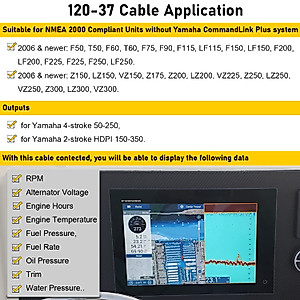 for Yamaha Engine Interface Cable NMEA2000 Connection with T Connector for Yamaha 2006 & Newer, Replace # 000-0120-37, 3004.6865-4.5 m (15 ft)