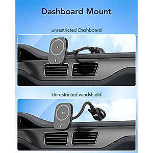 Magnetic Wireless Car Charger, TERYTH Fast Charging 360° Adjustable Auto Alignment Windshield Dashboard Phone Car Charging Mount Compatible with iPhone 14/14 Plus/14 Pro/14 Pro Max and 13/12 Series