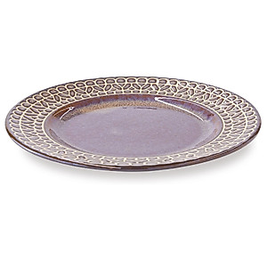 Product of Gifu Japan MIno Ware Serving Plate, Lace Rim 6.6" Plate, Brown, Japanese Ceramic Plate, Microwave/Dishwasher Safe