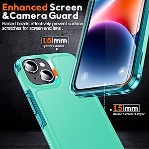 MOZOTER Magnetic for iPhone 14 Case & iPhone 13 Case with [2 Pcs Glass Screen Protector],[12 FT Shockproof Compatible with Magsafe][Heavy Duty] Phone Case Cover for iPhone 14/13,6.1"-Light Green