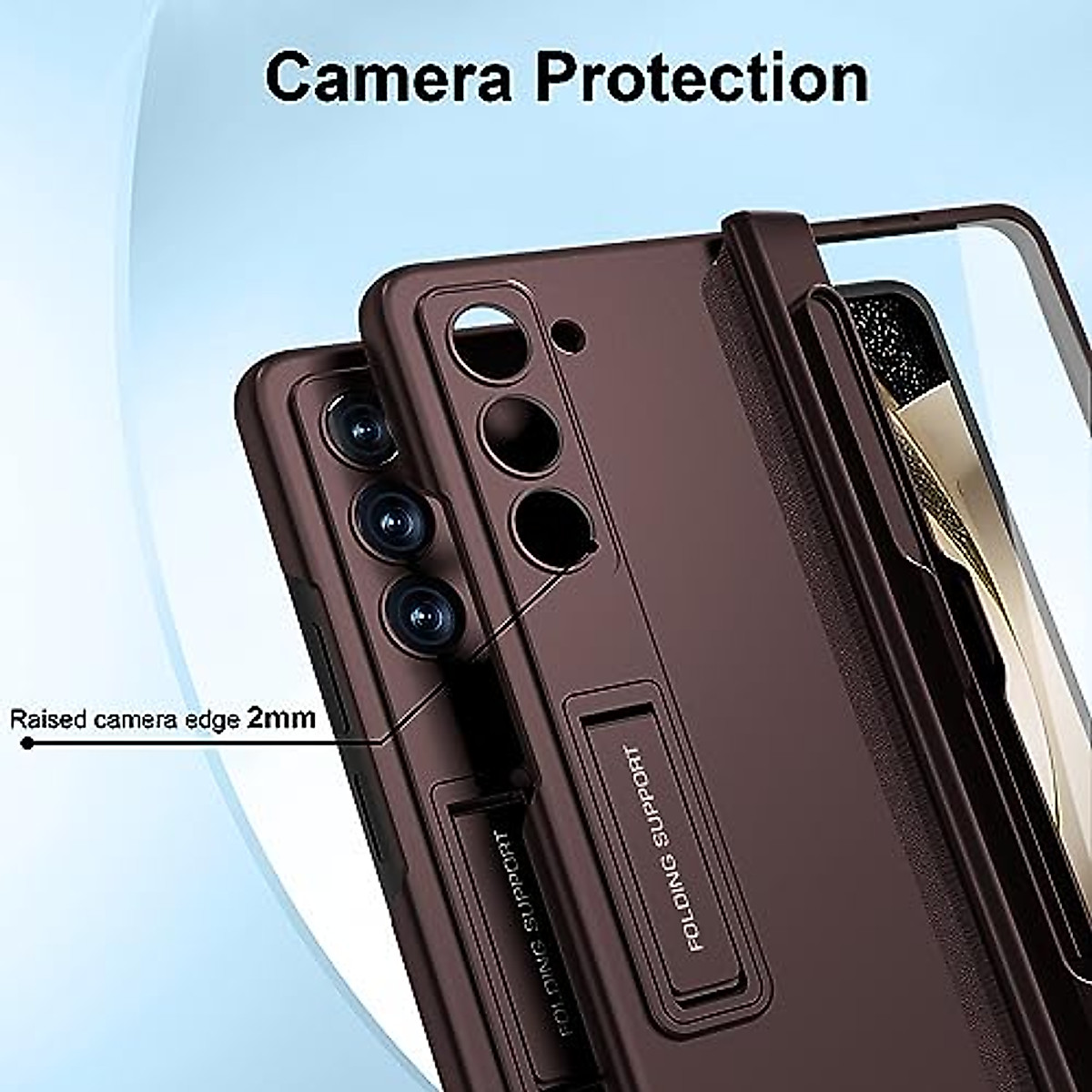 GOHHME for Samsung Galaxy Z Fold 5 Case with Magnetic Hinge Protection S Pen Holder Built-in Screen Protector Adjustable Stand, Camera Protection & Luxury Shockproof Thin Hard PC Cover (Burgundy)