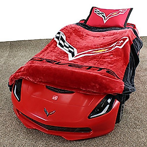 College Covers CORTH Soft Raschel Corvette Plush Throw Blanket, 63" x 86", Red