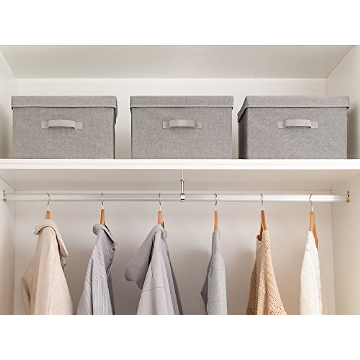 StorageWorks Decorative Storage Boxes, Storage Basket With Lid And Handles, Gray, Large, 2-Pack, 15 ¾" L x 10 ¼" W x 9 ¾" H