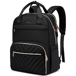 Lunch Backpack for Women, 15.6 inch Laptop Backpack with USB Port, Water Resistant Insulated Cooler Lunch Bag , Travel Work Laptop Bags with Lunch Box for College Work Pincic Camping Beaches, Black