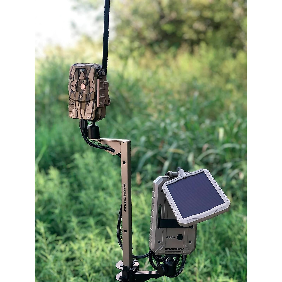Stealth Cam Adjustable 29"-49" Expandable Height 1/4" Tripod Multi-Pivot Stable Rugged Steel Hunting Trail Camera & Solar Pak Battery Mounting Post