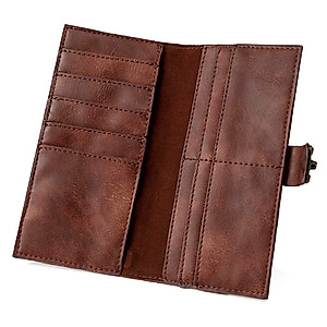 Valentoria Handmade Vintage Steampunk Gear Womens RFID Blocking Long Wallet Genuine Leather Card Holder Purse Handbag Clutch Cell Phone Purse Bag Holster Gift for Women Men (C)