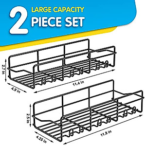 Coraje Adhesive Shower Caddy, [2-Pack] Shower Organizer, Large Capacity Rustproof Shower Shelves, Stainless Steel Bathroom Shower Organizer, Shower Shelf for Inside Shower, Black