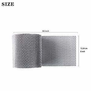 6 inch x 50 feet Aluminum Gutter Guard, Leaf Filter Gutter Protection Roll Aluminum Gutter Mesh for Leaves, Twigs, Branches.
