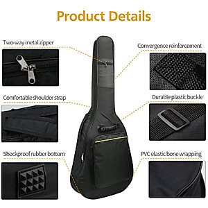 Mdvora Guitar Bags, 2 Pack Guitar Gig Bag, 38 40 41 inch Electric Guitar Case, Waterproof Oxford Electric Guitar Gig Bag, Two Pockets, for Acoustic Classical Guitar, Ukulele, Bass Guitar(2 Pack)