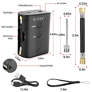 SUNTA Electric Ball Pump Inflator, Rechargeable Air Pump with Needles for Sport Balls, Basketball Soccer Volleyball Football Rugby