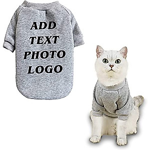 Personalized Dog Cat Shirts w Your Design Custom Puppy Kitten Hoodie Cute Pet Clothes for Small to Medium Dogs & Cats (Gray 1)