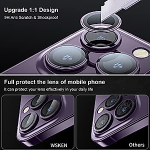 [Upgrade] WSKEN for iPhone 14 Pro Max / iPhone 14 Pro Camera Lens Protector,[Ultra Thin Camera Sticker][Case Friendly]HD Tempered Glass Screen Protector Cover Film for 14 Pro Max / 14 Pro Accessories,Deep Purple