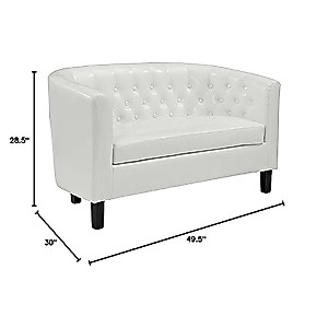 Modway Prospect Upholstered Contemporary Modern Loveseat In White Faux Leather