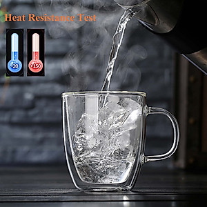 ANTOWALL 12oz Coffee Mug Insulated Clear Double Wall Glass Coffee Mugs 1 Pcs Tea Cups Fathers Gifts with Handle for Women and Man. (350ml)