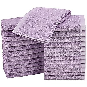 Amazon Basics Fast Drying, Extra Absorbent, Terry Cotton Washcloths - Pack of 24, Lavender, 12 x 12-Inch