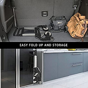 Folding Hand Truck,Personal Dolly Cart, Luggage Hand Cart, Aluminum Box Cart Lightweight Portable with Telescoping Handle for Personal, Travel, Shopping, Moving, Office-176 lbs Capacity