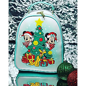 Loungefly Disney Mickey Mouse Sensational Six Christmas Light-Up Womens Double Strap Shoulder Bag Mini Backpack Purse