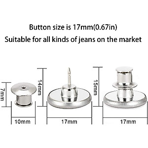 6PCS Perfect Fit Instant Button, Instant Buttons, Jean Replacement Buttons Removable Button No Sew Buttons to Extend or Reduce an Inch to Any Pants Waist in Seconds!