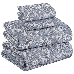 RUVANTI Flannel Sheets Full Size - 100% Cotton Brushed Flannel Bed Sheet Sets - Deep Pockets 16 Inches (fits up to 18") - All Seasons Breathable & Super Soft - Warm & Cozy - 4 Pcs - Aura