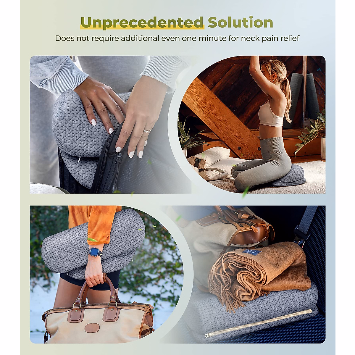 6-IN-1 Adjustable Cervical Neck Pillows for Pain Relief Sleeping, Memory Foam Bolster Pillows with Detachable Pad, Neck Support Pillow for Body Lumbar Knee Leg Back Orthopedic Neck Roll (Grey)