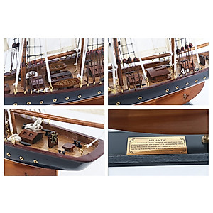 NAUTIMALL 25" Wooden Sailboat Model Sailing Yacht Atlantic Schooner Ship Scale Replica Nautical Home Decor Display Collection Watercraft