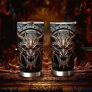 64HYDRO 20oz Steampunk Mechanical Engineer Clockwork Dragon Tumbler, Gaming, Gamer Gifts for Dragon Lovers, Stainless Steel Double Wall Vacuum Insulated Coffee Mug, Travel Cup with Lid