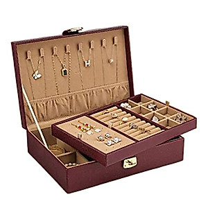 LDCHNH Double-layer Large-capacity Jewelry Storage Box With Lock Can Hang Necklace Jewelry Ring Hair Accessories ( Color : E , Size : As the picture shows )