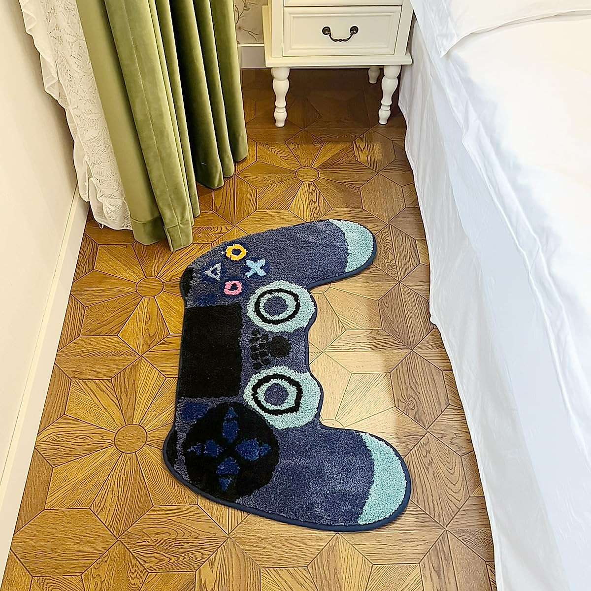LAKEA Gamer Controller Shaped Tufted Rug 3D Irregular Plush Kawaii Boys Bedroom Bedside Carpet Home Decor Non-Slip Bath Mat Doormat (31.9X19.7in (81X50 CM))
