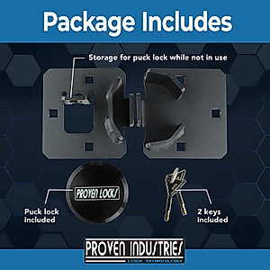 Proven Industries Puck Lock and Hasp Kit, Storage-Door Lock, Made in The USA, (Black)