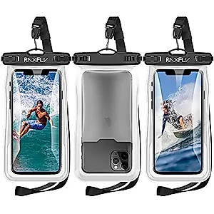 RAXFLY Floating Waterproof Phone Case 3 Pack IPX8 Universal Waterproof Phone Bag Pouch Floating up to 8.8oz Dry Bag Case Compatible with iPhone Samsung up to 7 inch Devices Beach/Surfing Black