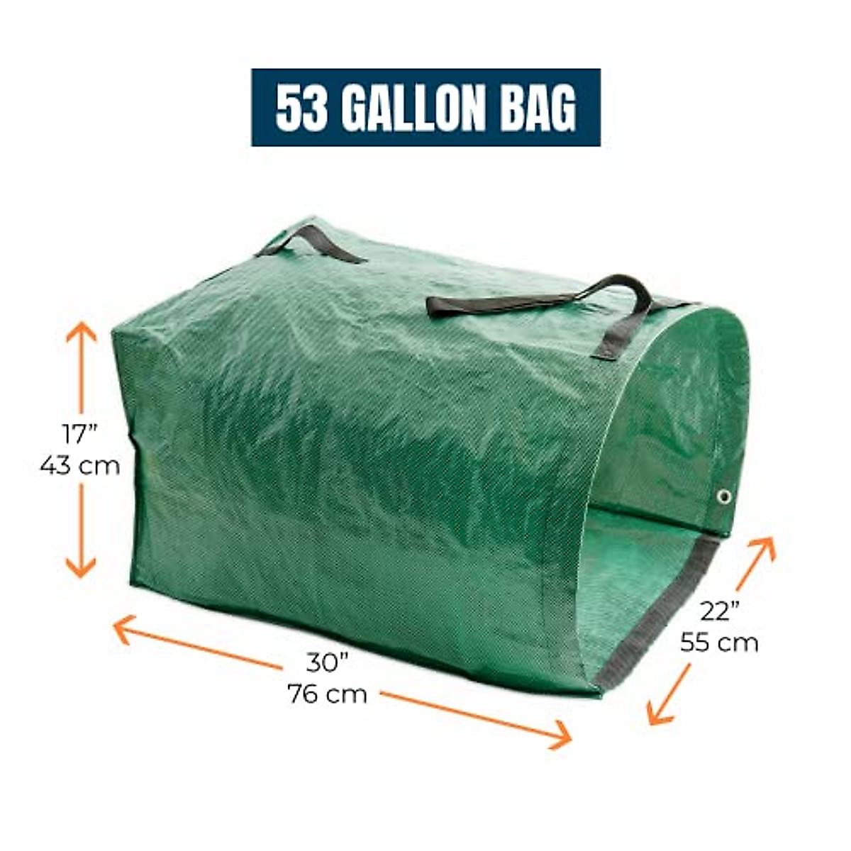 MEKKAPRO Big Gulp Leaf Garden Bag, 2-Pack with Reinforced Handles, 53 Gallon, Flat Reusable Yard Waste Bags, Lawn Pool Garden Waste Bag, Gardening Bags, Leaf Bag Lawn Bags