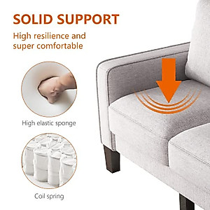 Modern Living Room Furniture Loveseat in Light Grey Fabric