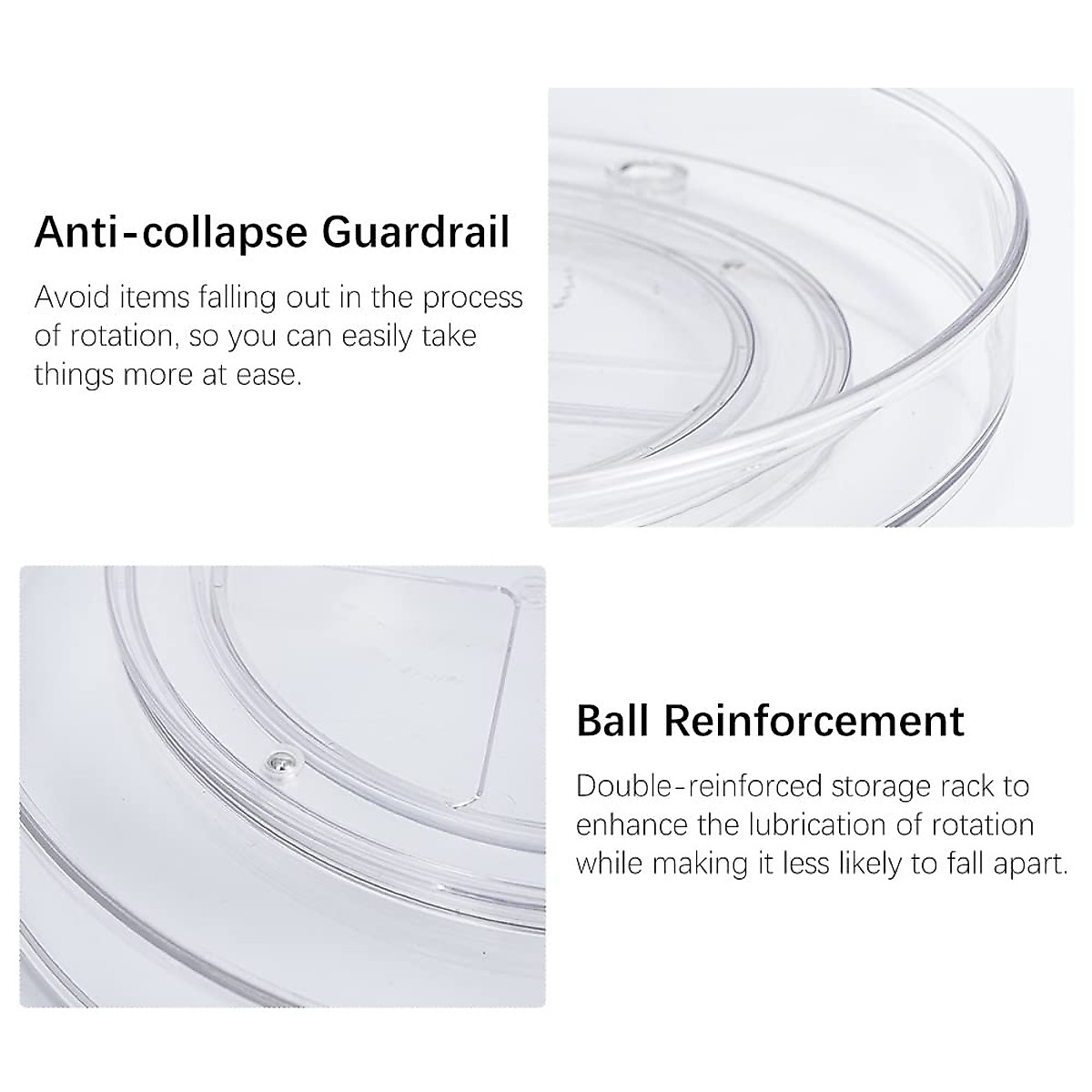 CXRYLZ 2 Pack 9.3 inch Lazy Susan Cabinet Organizer, PET Rotating Storage Rack, Spice Organizer Storage Cabinet, Plastic Lazy Susan Turntable for Fridge Pantry Kitchen Bathroom Bedroom