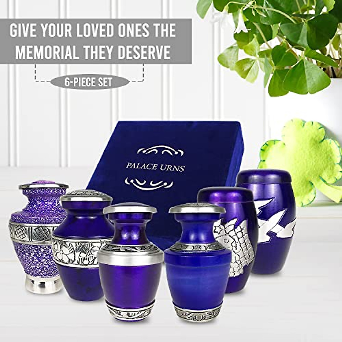 Keepsake Urns, Purple Urns Set of 6, Set of Six Keepsake Urns, Hand Crafted in India by Small Family Business.