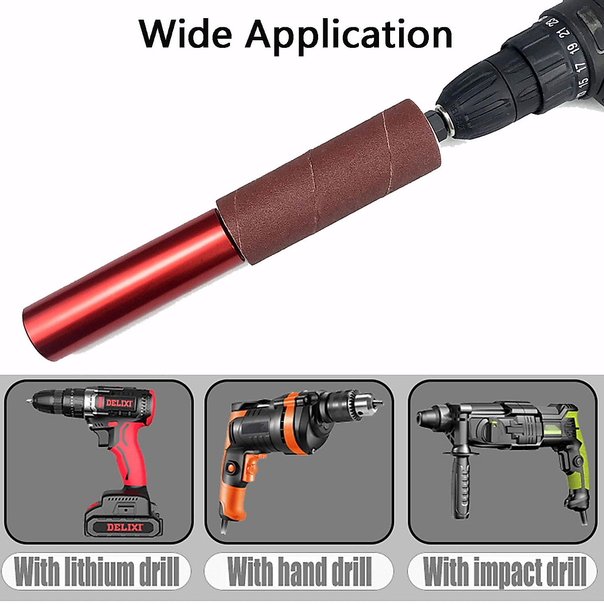 Portable Spindle Sander Drum Sander Set Hand-Held Rubber Sanding Drum Held Rubber Sanding Drum for Metal Wood Glass Stone for Drill 4-1/2" x 1-1/2" and 4-1/2" x 1"(8pcs Sanding Sleeves)