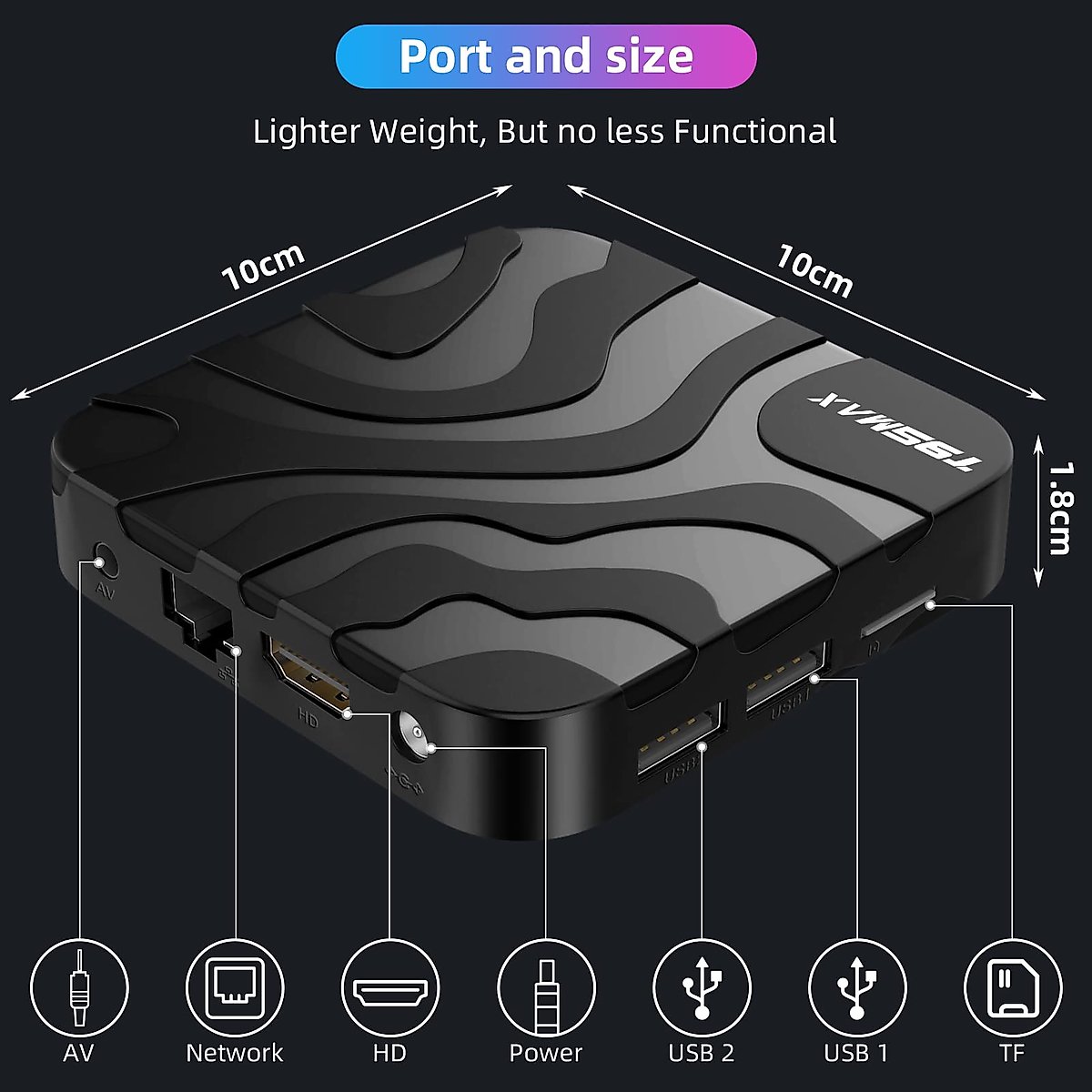 Android TV Box 12.0, T95Max H618 4GB RAM 64GB ROM Android Box with Quad Core GPU Mali-G31 MP2 Support 6K 3D, 2.4GHz/5GHz Dual WiFi with BT 4.0 USB 2.0 Smart TV Box