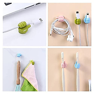 Dverrtuy Self-Adhesive Thumb Hooks, 16pcs Creative Silicone Thumb Wall Hooks Key Toothbrush Thumb Hook Holder for Data Cable Headphones Home Office Wall Storage Multifunctional Nail Free