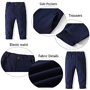 Kimocat Baby Boys Gentleman Bowtie Formal Outfit Suits Tuxedo Vest Wedding Party Suit Navy Blue