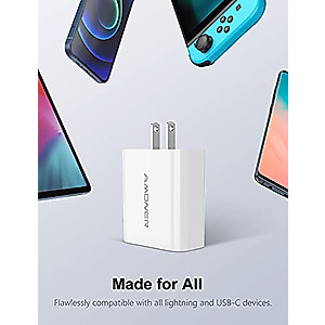 USB C Charger, Amoner 40W for iPhone 13 Fast Charger, Dual Ports USB-C Wall Charger with PD 3.0 Power Delivery Adapter for iPhone 14/13/12/12 Pro/12 Pro Max/12 Mini/11,Galaxy,Pixel 4/3