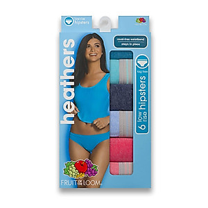 Fruit of the Loom Women's 6 Pack Heather Low-Rise Hipster Panties, Assorted, 8