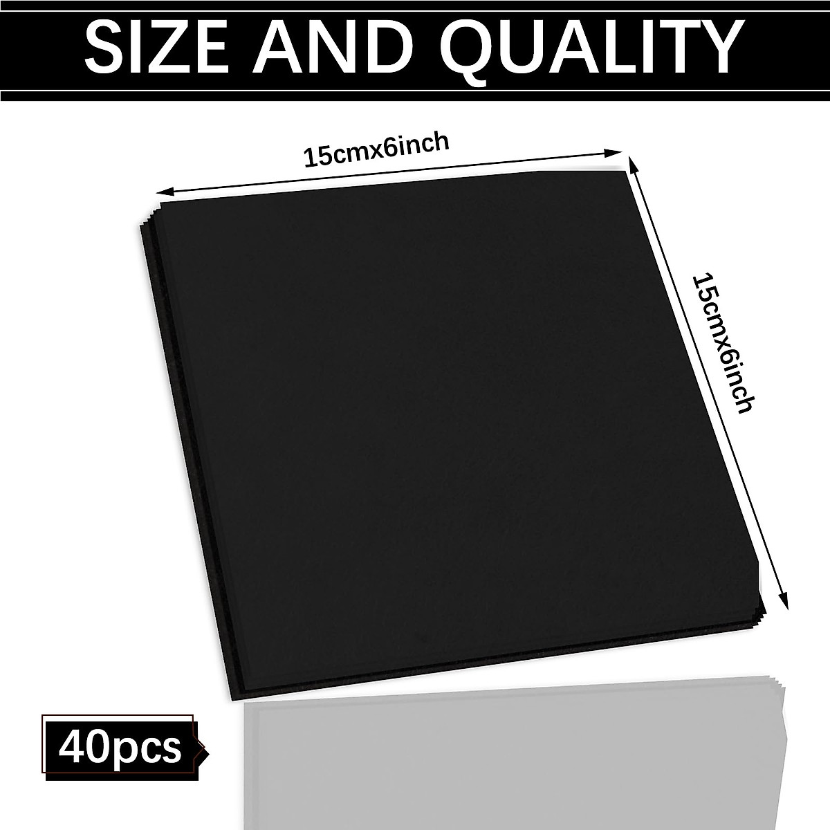 Whaline 40Pcs Black Felt Fabric Sheets Soft Thick Craft Felt Pack for DIY Crafts Sewing Patchwork Art Projects, 6 x 6 Inch