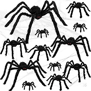 Colovis Halloween Spider Decorations, 12PCS Giant Spider Outdoor Halloween Decorations, Realistic Large Scary Spider Props for Indoor, Home, Yard, Party Creepy Halloween Decor