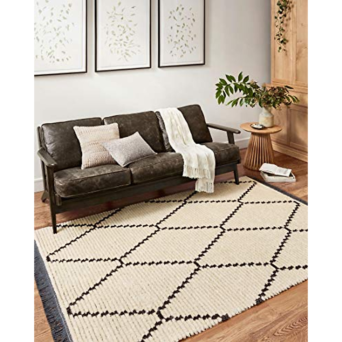 Loloi Chris Loves Julia x Loloi Alice Collection ALI-04 Runner Rug 2'-7" x 8'-0" Cream/Charcoal Rectangular 0.5" Thick