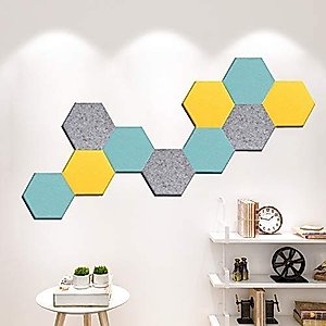 Felt Wall Stickers, Bulletin Board Cork Board Tiles Set, Hexagon Pin Board Self Adhesive for Office Classroom Photos Memos Display Board Pads Pictures Drawing Goals Notes Colorful Foam Nursery Decor