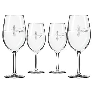 Rolf Glass | Fly Fishing All Purpose Wine Glass 18 Ounce | Set of 4 | Large Wine Glasses | Lead-Free Crystal Glass | Engraved All Purpose Wine Glasses | Made in the US | Outdoor Lifestyle