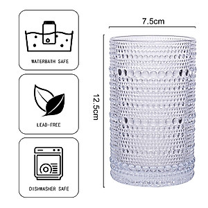 Galssmagic Hobnail Drinking Glasses,12 oz Vintage Glasses Drinking Glassware,Bubble Glasses Drinking Textured Glass Cups Set of 6