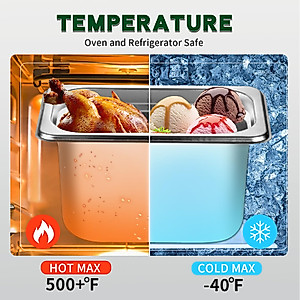 BAKPOCO Hotel Pan 1/9 Size - Steam Pan With Lid 4" Deep 4 Packs Food Pan Anti Jam Stainless Steel Buffet Pan Commercial Stainless Steel Pan