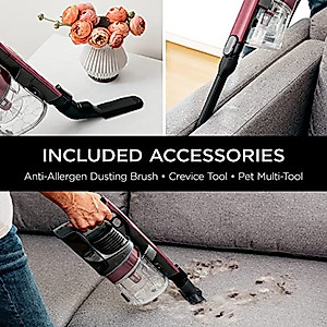 Shark IZ362H Anti-Allergen Cordless Lightweight Stick Vacuum with Self-Cleaning Brushroll, PowerFins, Removable Handheld, Crevice, Upholstery, Anti-Allergen, Pet Multi-Tool, Flex, 40 min runtime, Red