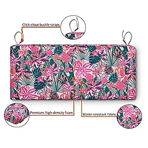 Vera Bradley by Classic Accessories Water-Resistant Patio Bench Cushion, 54 x 18 x 3 Inch, Rain Forest Canopy Coral, Patio Furniture Cushions